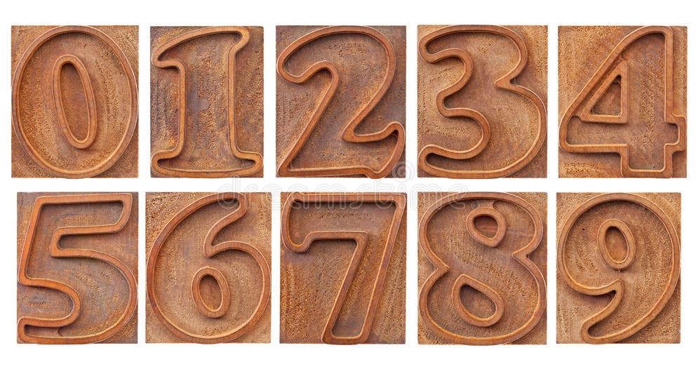 Outlined Numbers in Letterpress Type Stock Image - Image of vintage ...