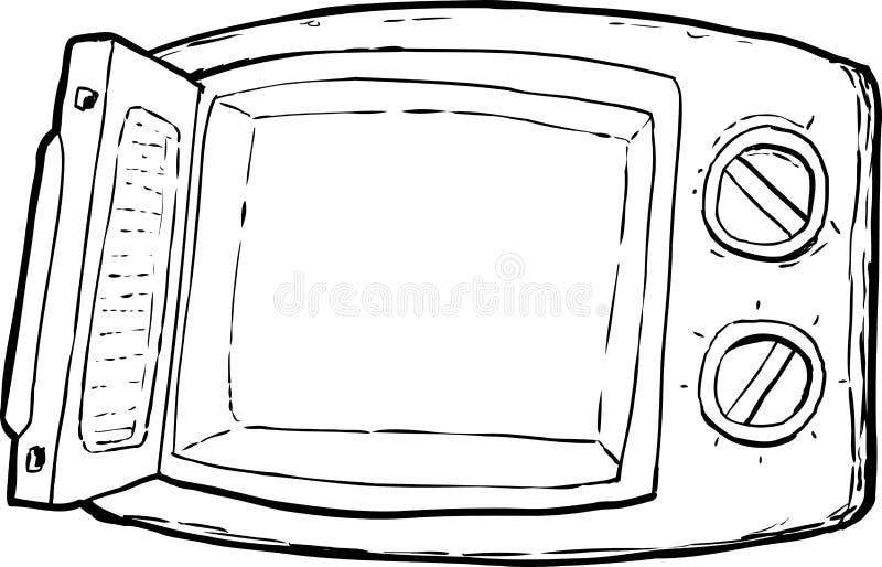 Outlined Open Microwave Oven Cartoon Stock Illustration - Illustration ...