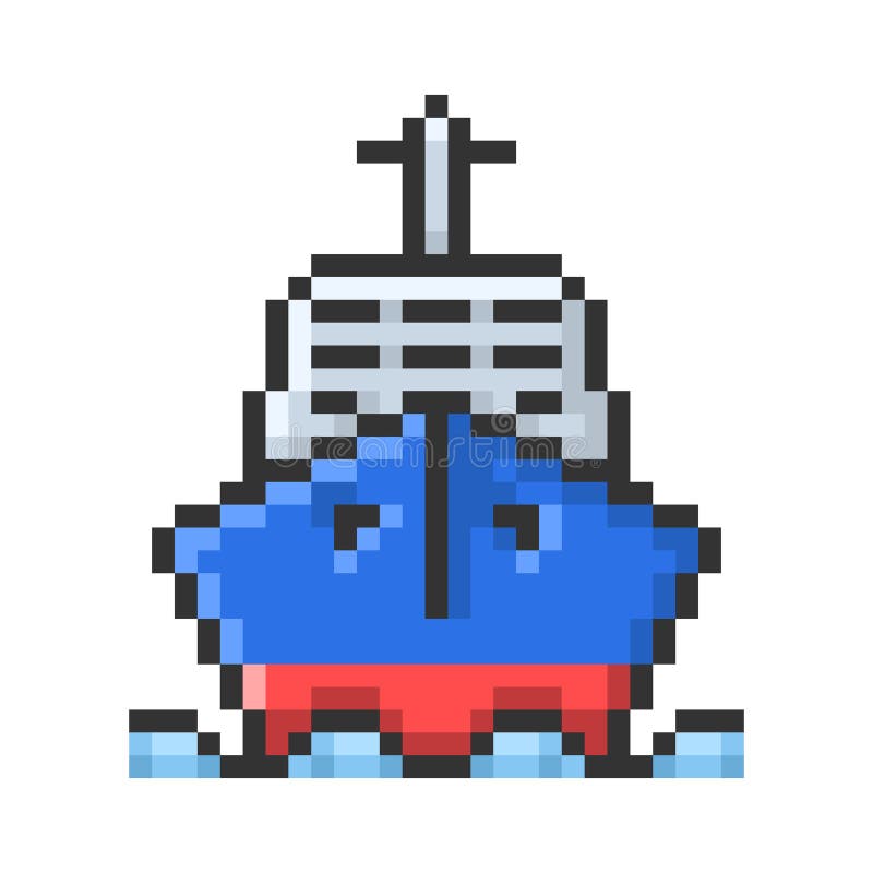 Outlined Pixel Icon of Ship Stock Vector - Illustration of shipment ...