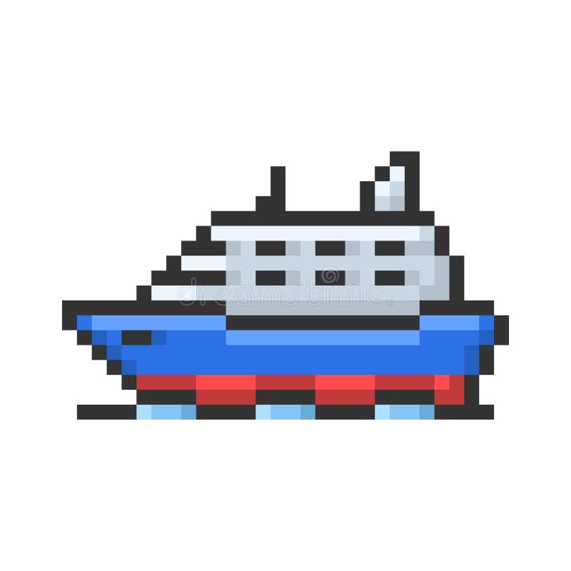 Outlined Pixel Icon of Ship Stock Vector - Illustration of nautical ...