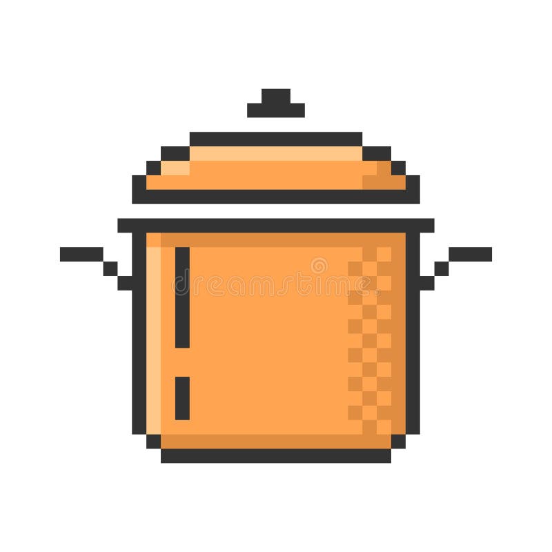 Outlined Pixel Icon of Stew Pan Stock Vector - Illustration of food ...