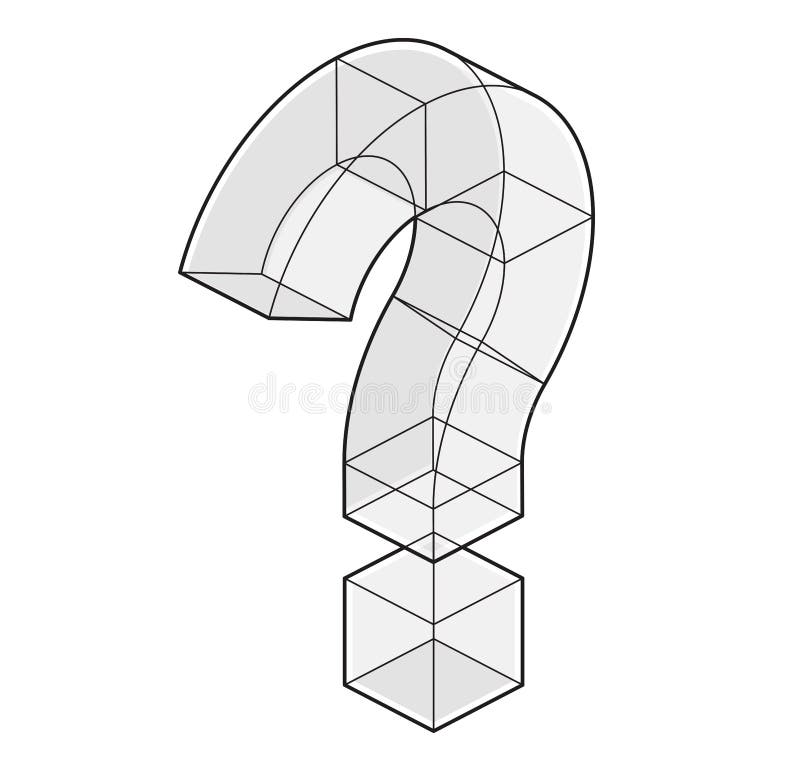 Outlined Question Mark in Isometric Perspective Isolated on White ...