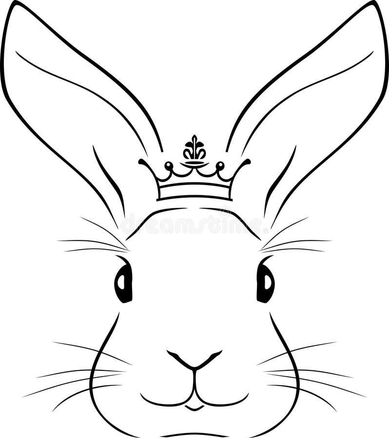 Outlined Rabbit Head Isolated on White Stock Vector - Illustration of ...