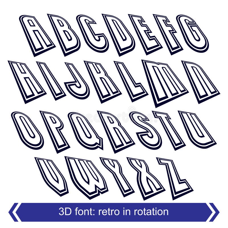 Outlined Rotated Vector Font, 3d Letters Set. Stock Vector ...