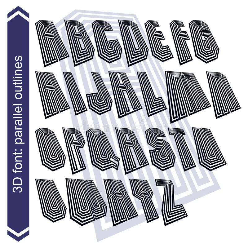 Rotated Constructor Dimensional Script, Vector Letters Stock Vector - Illustration of print ...