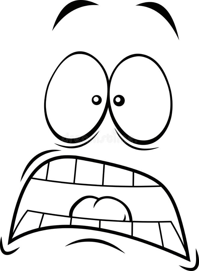 Cartoon Scared Face Black And White