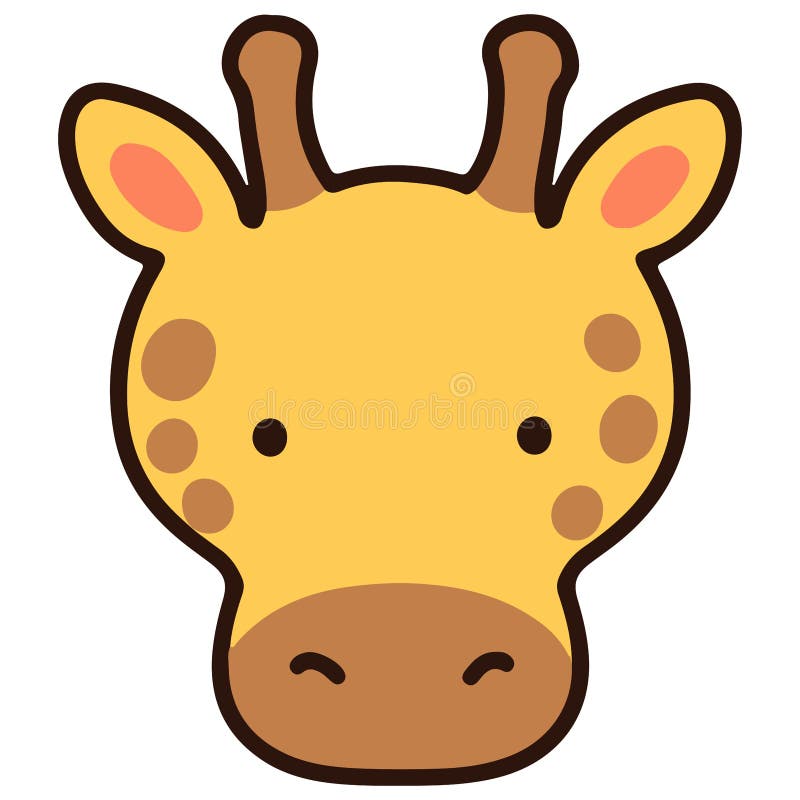 Outlined Simple and Cute Giraffe Head Stock Vector - Illustration of ...