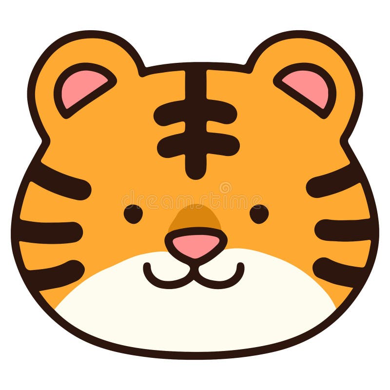 Outlined Simple and Cute Tiger Stock Vector - Illustration of wildlife ...