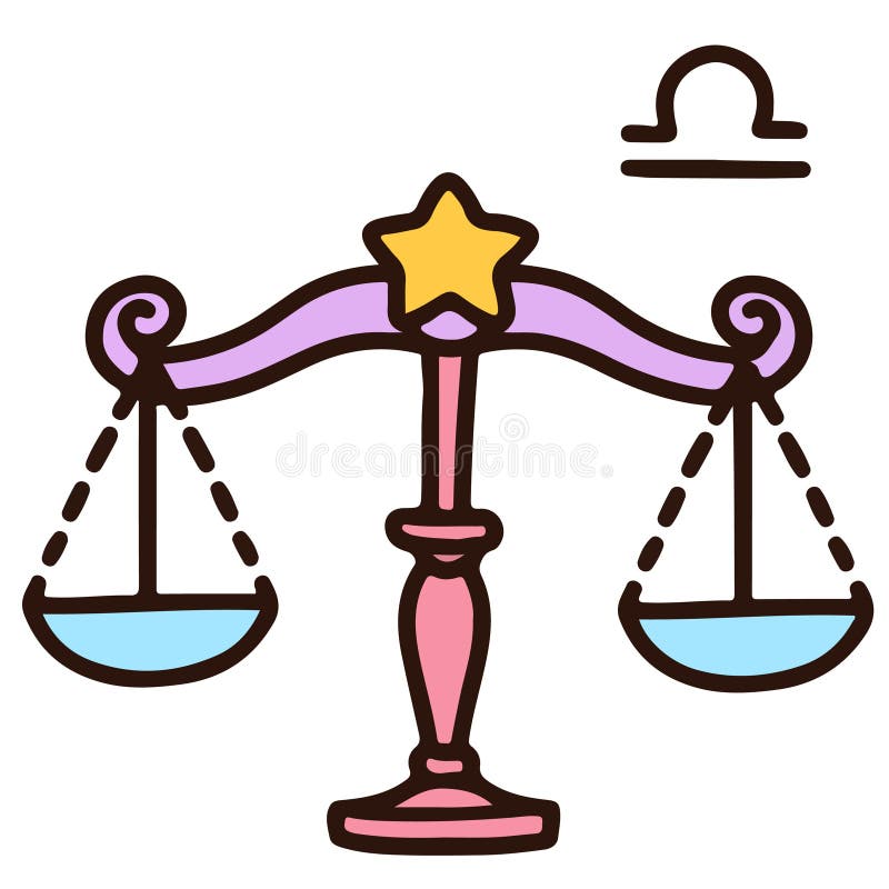 Outlined Simple Zodiac Sign Libra Stock Vector - Illustration of cute ...