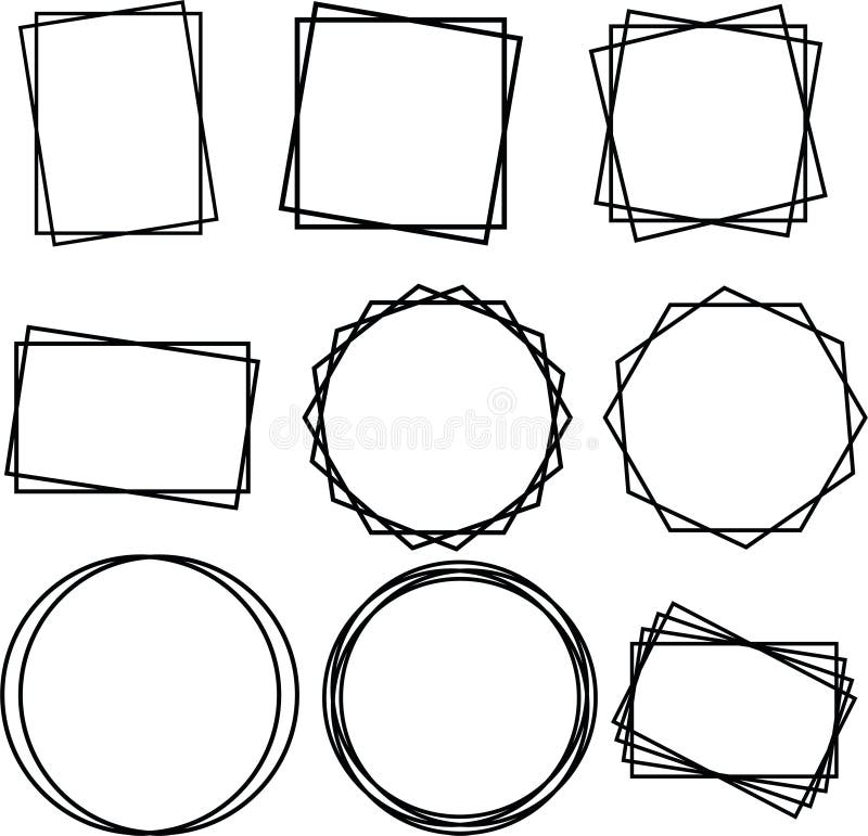 Outlined Square and Round Photo Frames with Eps Vector Stock Vector ...