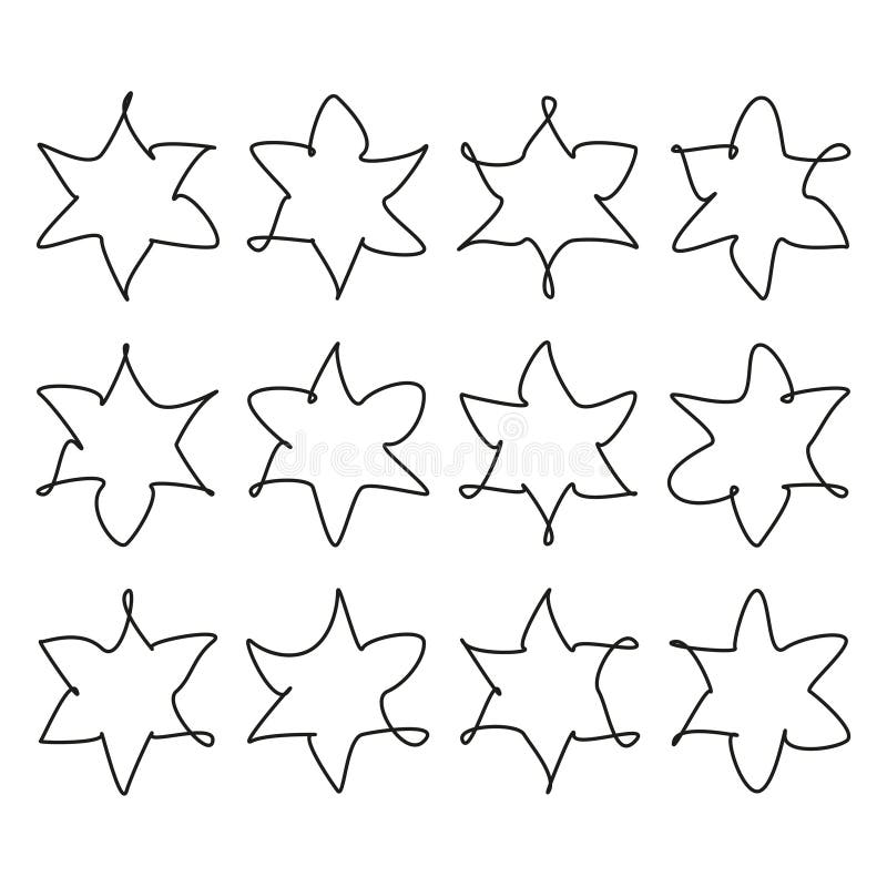 Outlined Star Icon. Multiple Star Shapes. Vector Contour Design. Empty ...