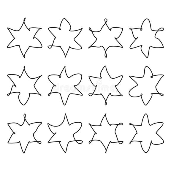 Outlined Star Icon. Multiple Star Shapes. Vector Contour Design. Empty ...