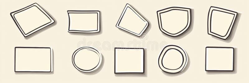 Outlined Sticker Shapes with Empty Fill on Beige Background in a Clean ...