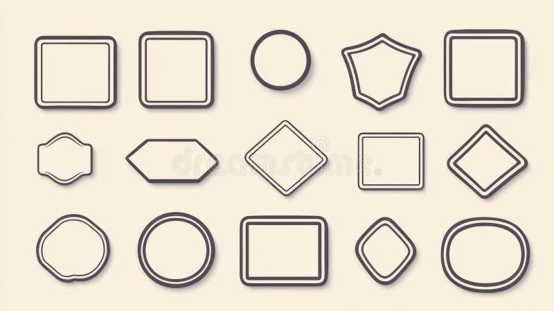 Outlined Sticker Shapes with Empty Fill on a Flat Beige Background for ...