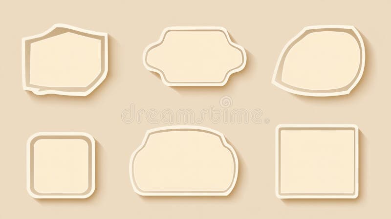 Outlined Sticker Shapes with Empty Fill Over Flat Beige Background in a ...