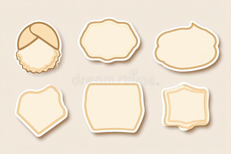 Outlined Sticker Shapes with Empty Fill Over a Flat Beige Background ...