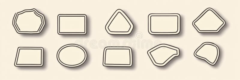 Outlined Sticker Shapes in Various Forms Arranged Over a Flat Beige ...