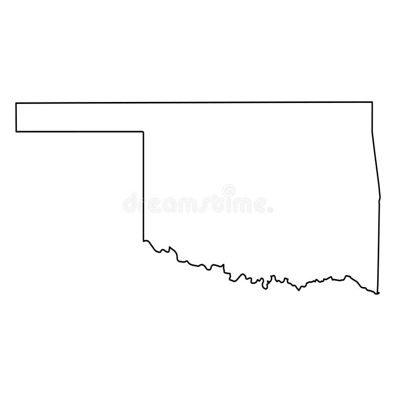 Outlined Vector Map of Oklahoma State Isolated on White Background ...