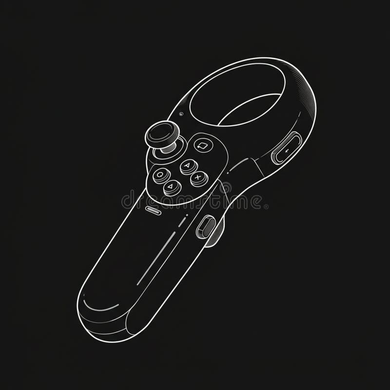 Outlined in White Against a Black Background, a Gaming Controller ...