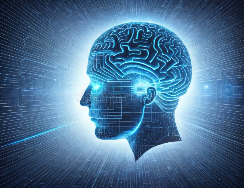 Outlines of Human Head, Lights, and Abstract Designs, Suggestive of ...