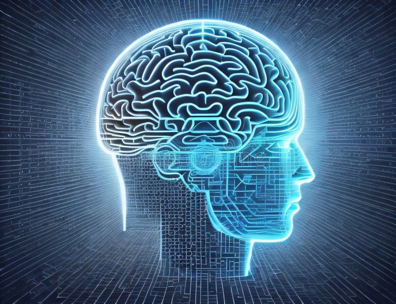 Outlines of Human Head, Lights, and Abstract Designs, Suggestive of ...