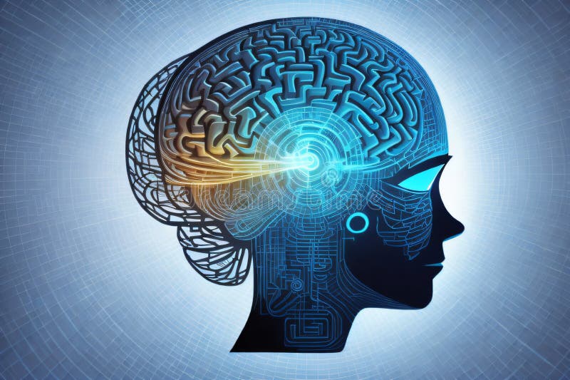 Outlines of Human Head, Lights and Abstract Shapes, Associated with ...