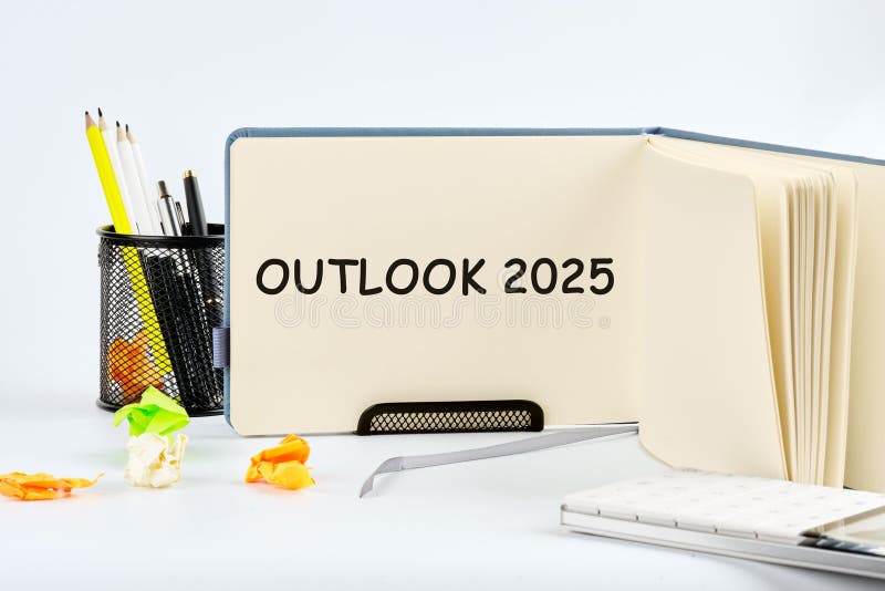 OUTLOOK 2025 in a Notebook on a Table on a Light Background Stock Photo ...