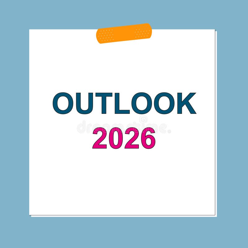 Outlook 2026 Post it on Blue Stock Illustration - Illustration of ...