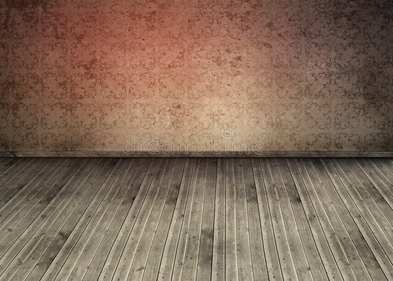 Outmoded Wallpaper in an Empty Room Stock Image - Image of wooden ...