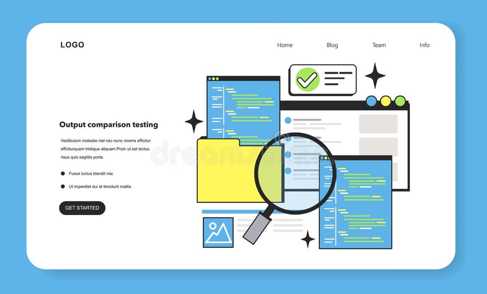Output Comparison Testing Technique Web Banner or Landing Page. Stock ...