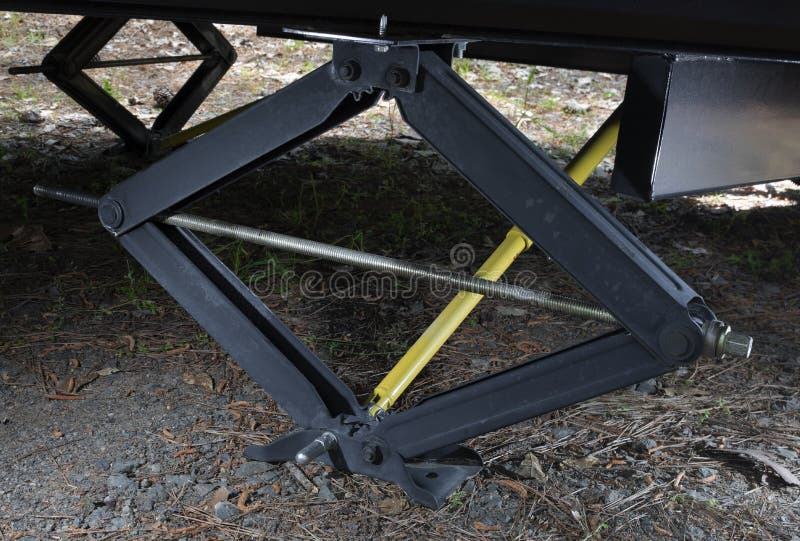 Outrigger Brace Extended on a Camping Trailer Stock Photo - Image of ...