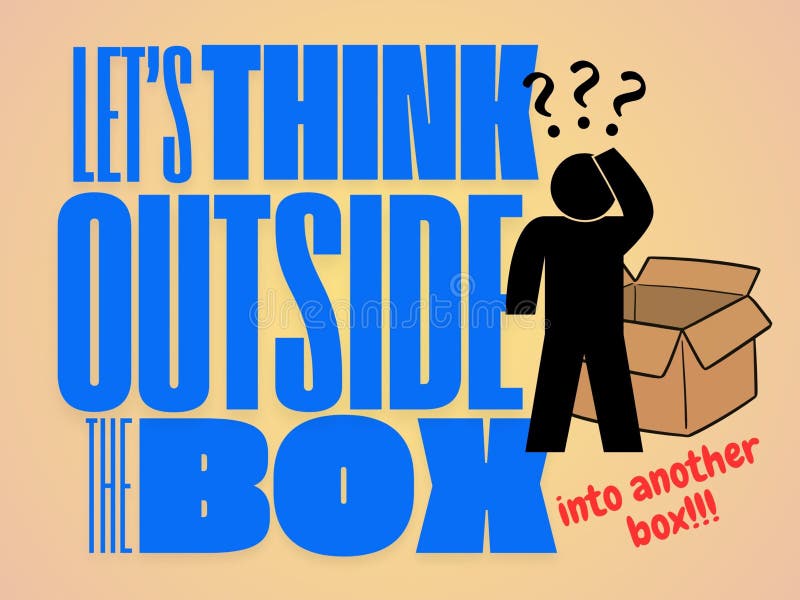 Silly Affirmation Lets Think Outside this Box Poster Blue Stock ...