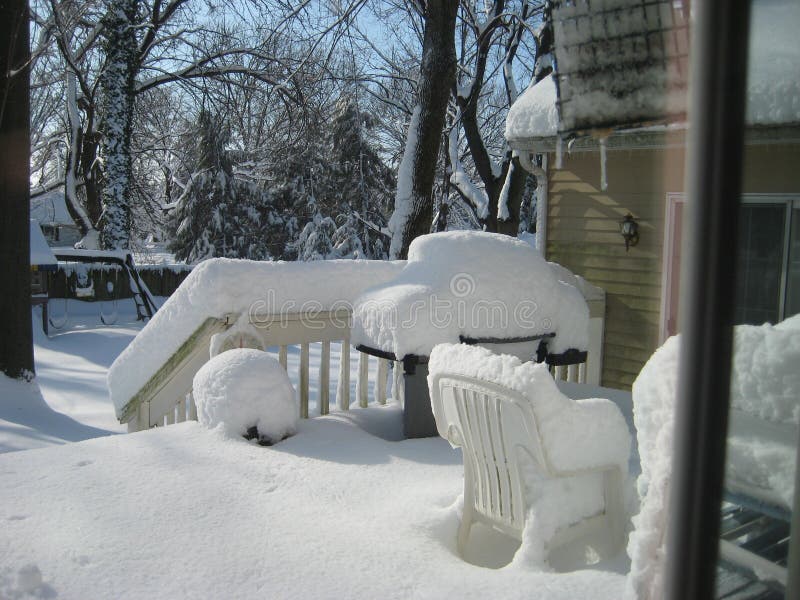 Outside Back Deck of House after Snowstorm Stock Photo - Image of snow ...