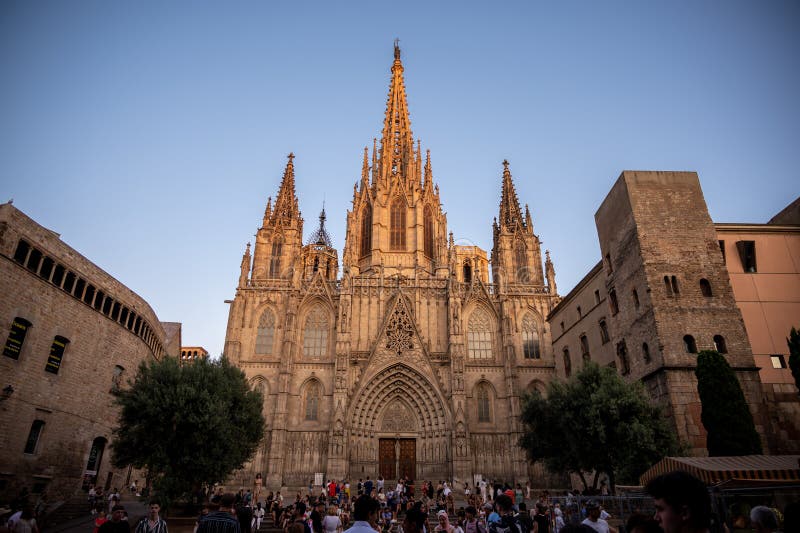 Outside Barcelona S Famous Gothic Cathedral Editorial Stock Image ...