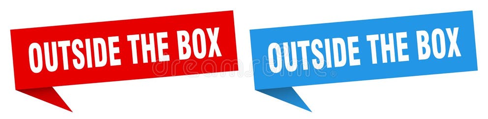 Outside the Box Banner. Outside the Box Speech Bubble Label Set Stock ...
