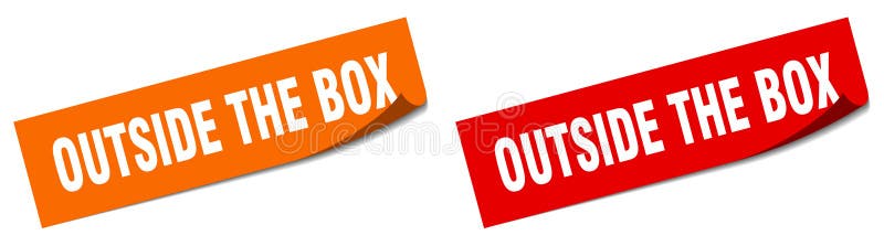 Outside the Box Sign. Outside the Box Round Ribbon Sticker Stock Vector ...