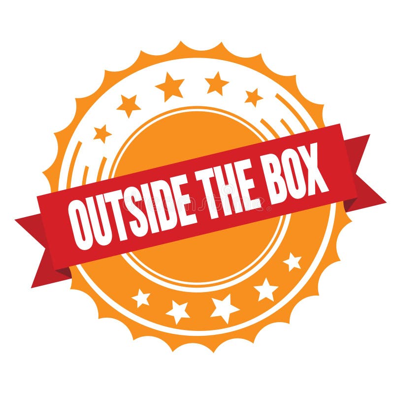 OUTSIDE the BOX Text on Red Orange Ribbon Stamp Stock Illustration ...
