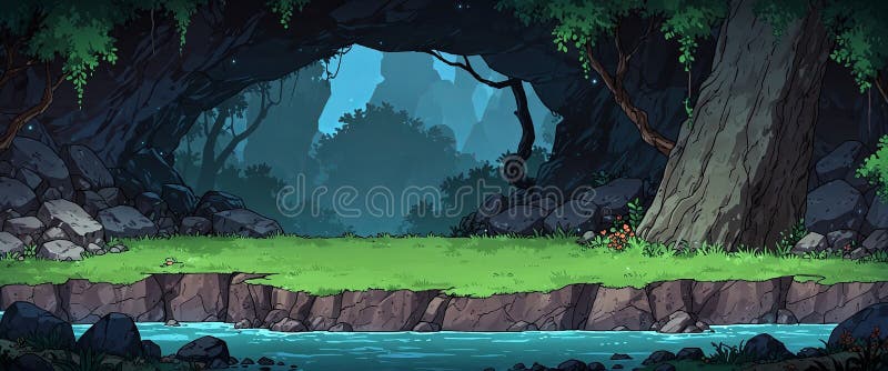 Outside the Cave 03- Background for Level Design, RPG and Indie Games ...