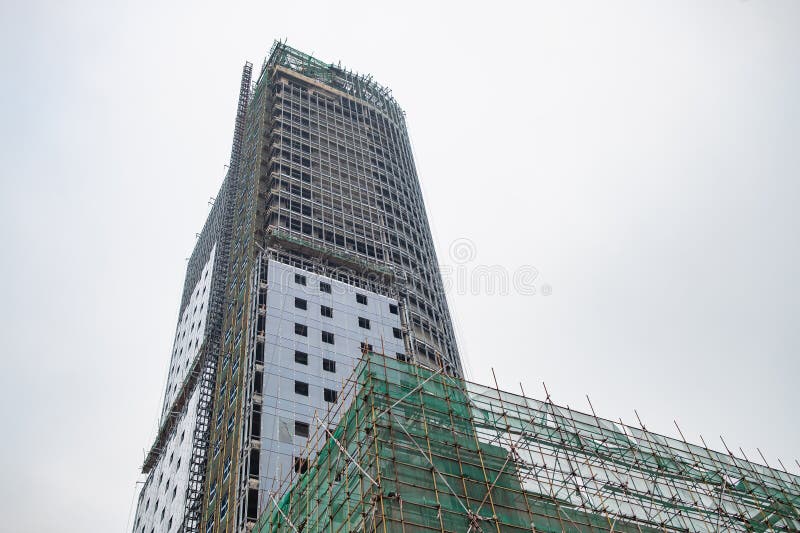 Outside of Commercial Building Being Repaired Horizontal Composition ...