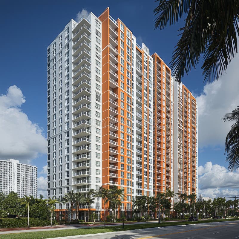 The Outside of a Contemporary High-rise Apartment Complex. Stock Image ...