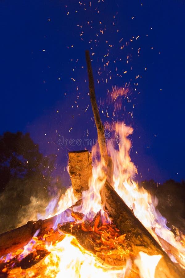 Outside Fire in a Camping Base Stock Photo - Image of fire, campfire ...