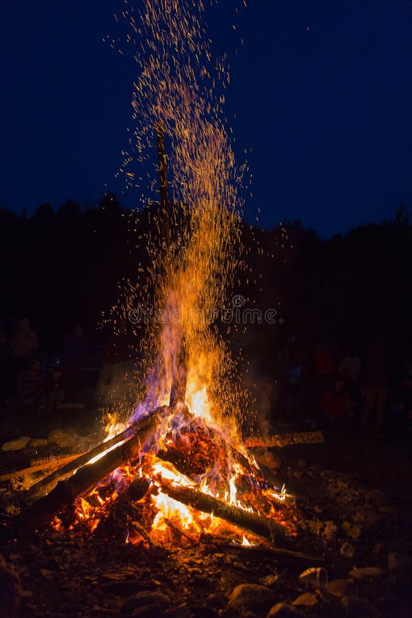 Outside Fire in a Camping Base Stock Photo - Image of protect, nature ...