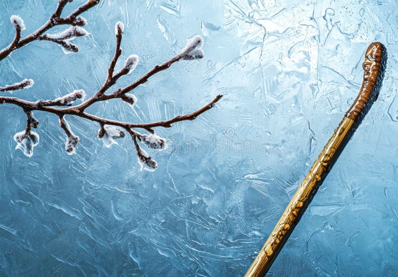 An Outside Ice Surface Has a Hockey Stick and Puck Stock Image - Image ...