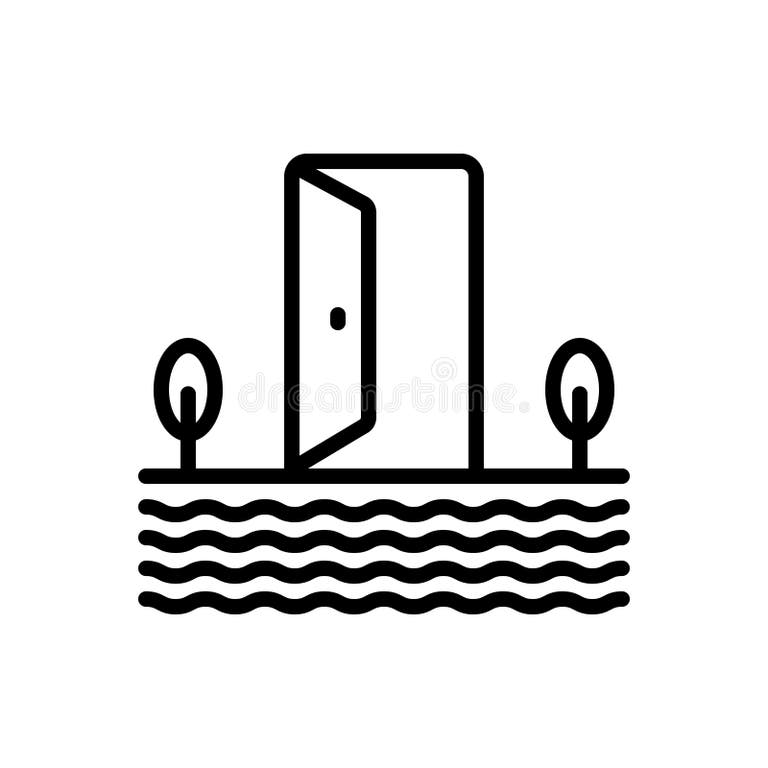 Black Solid Icon for Outside, Outward and Door Stock Vector ...