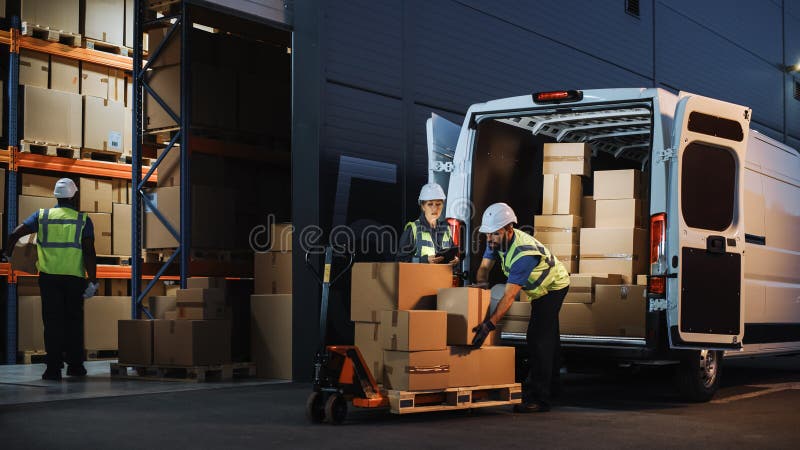Outside of Logistics Retail Warehouse with Inventory Manager Using ...