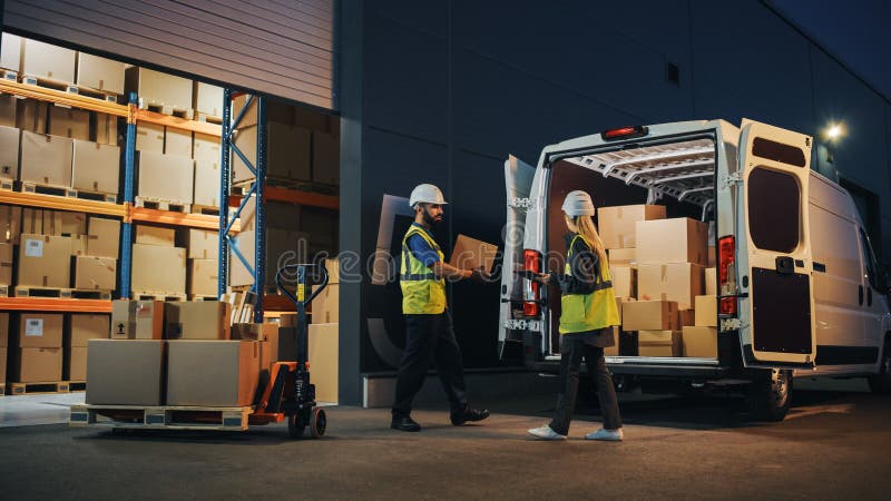 Outside of Logistics Retailer Warehouse with Female Manager Using ...