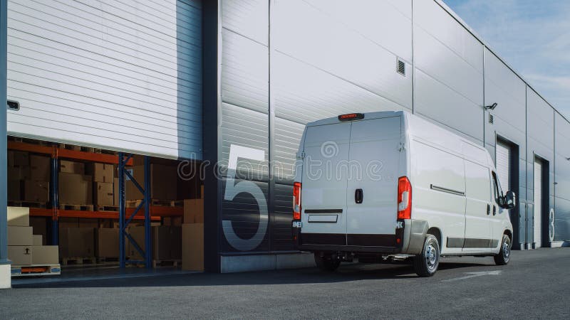 Outside of Logistics Retailer Warehouse, Worker Loading Delivery Truck ...
