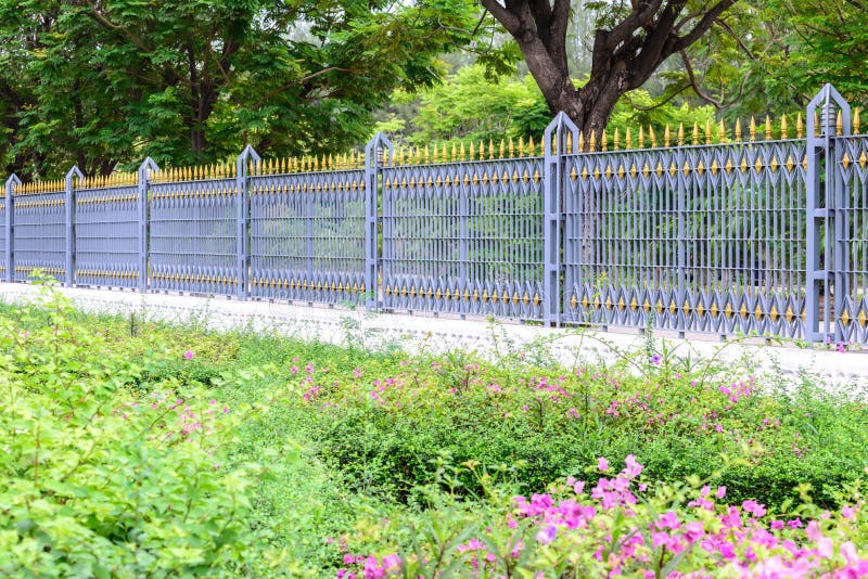 Outside of Metal Fence Public Park Protection Stock Photo - Image of ...