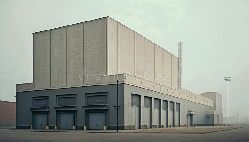 Outside a Modern Large Industrial Warehouse, Generative AI Stock ...