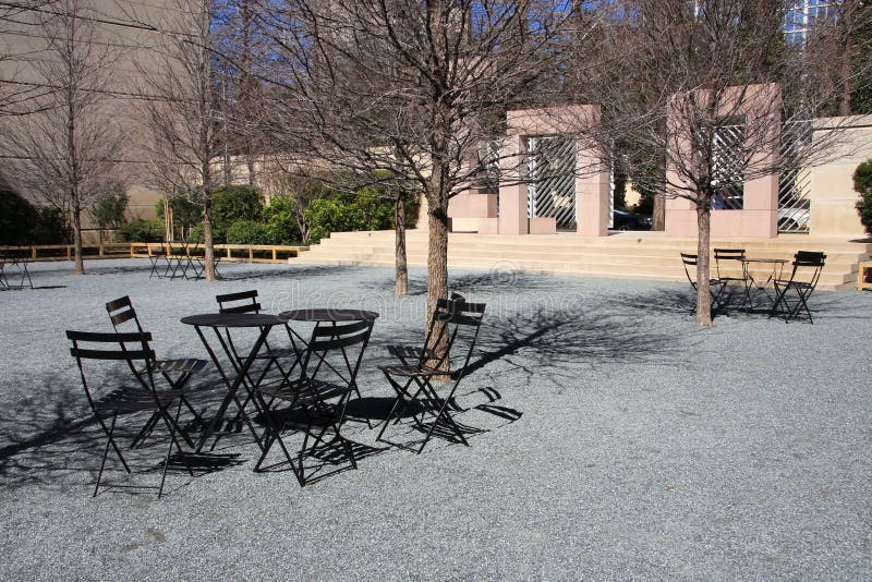 Outside Rest Place with Tables and Chairs Stock Image - Image of seats ...